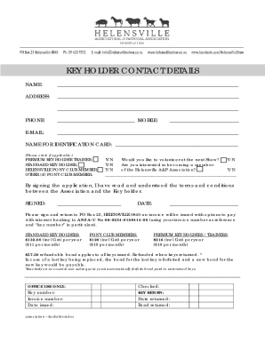 Fillable Online ANNUAL KEY HOLDER CONTRACT Fax Email Print - pdfFiller