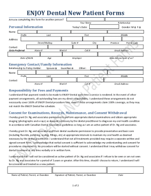 Fillable Online First Dental of Bluffton New Patient Forms Fax Email ...