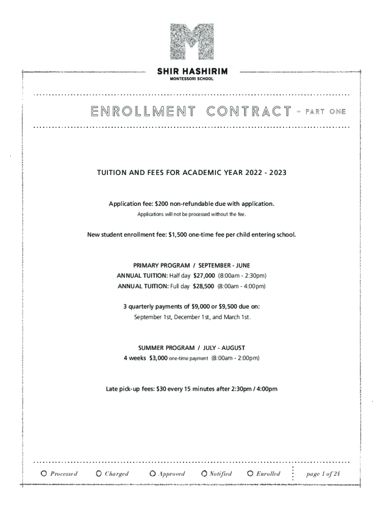 Fillable Online enrollment contract - part one Fax Email Print - pdfFiller