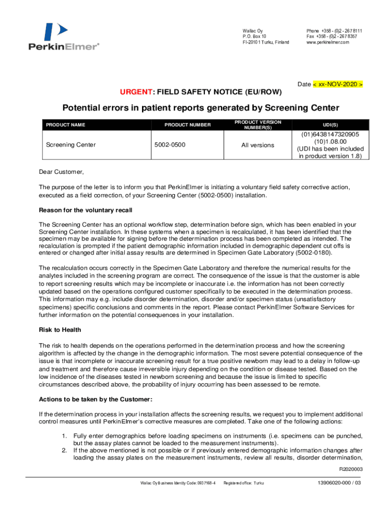 Fillable Online Wallac Oy PerkinElmer Fax Email Print - pdfFiller