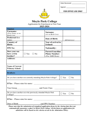 Fillable Online First Year Enrolment Form 2023-2024 Fax Email Print ...