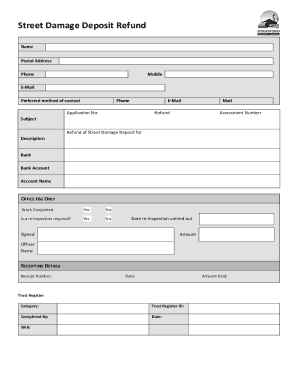Fillable Online D21 3878Street Damage Deposit Refund Form - Template ...