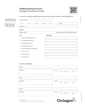 Fillable Online Additional Deposit Form Octagon Investment Funds Fax ...