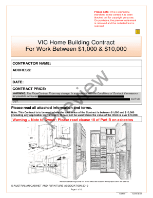 Fillable Online Contract for minor domestic building work less than ...