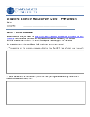 Fillable Online Exceptional Extension Request Form (Covid)PhD Scholars Fax Email Print - pdfFiller