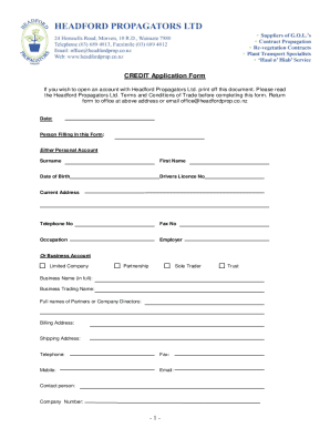 Fillable Online - 1 - CREDIT Application Form Fax Email Print - pdfFiller