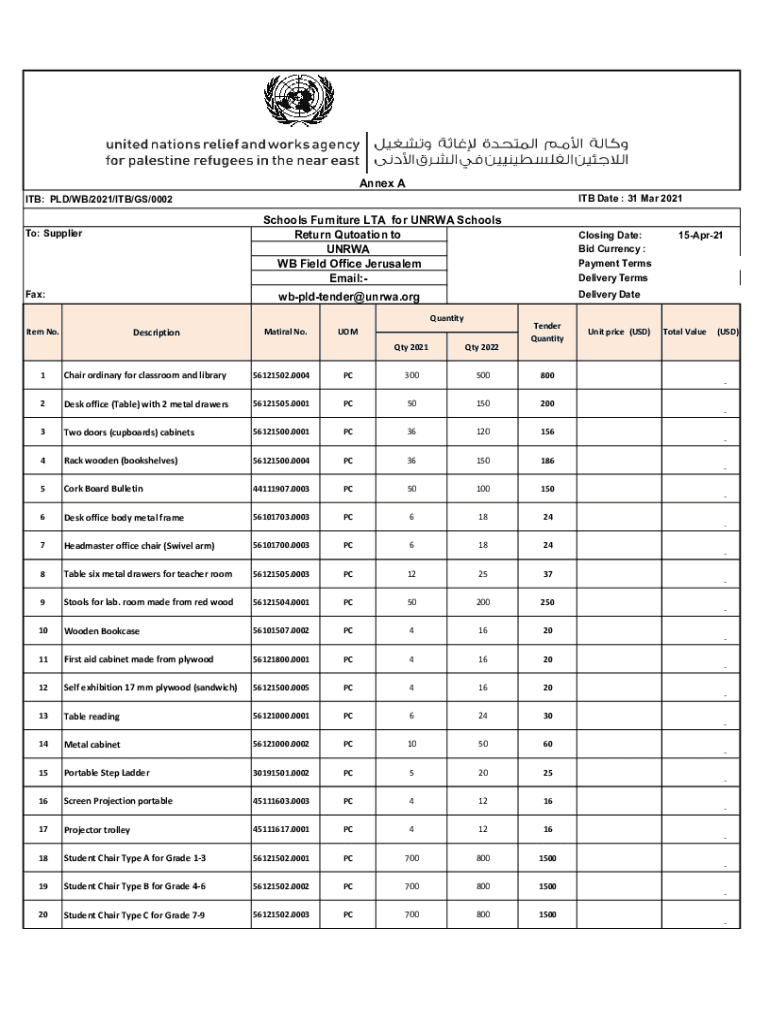 Fillable Online Annex A ITB bid Form.xlsx Fax Email Print - pdfFiller