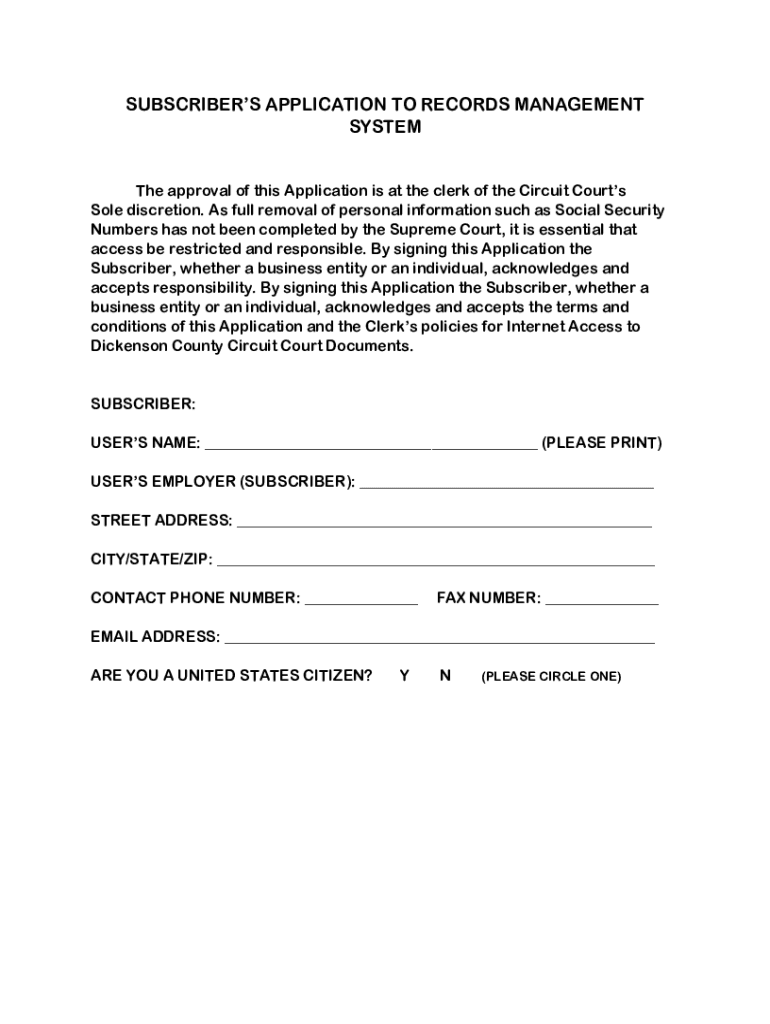 Fillable Online Remote Access Subscriber Agreement Information Fax Email Print - pdfFiller