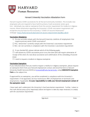 Fillable Online Harvard University Vaccination Attestation Form Fax ...