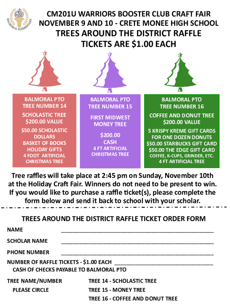 Fillable Online TREES AROUND THE DISTRICT RAFFLE TICKETS ARE $1.00 EACH ...