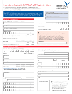 Fillable Online International Student UNDERGRADUATE Application Form ...