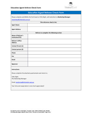 Fillable Online Education Agent Referee Check Form Fax Email Print - pdfFiller