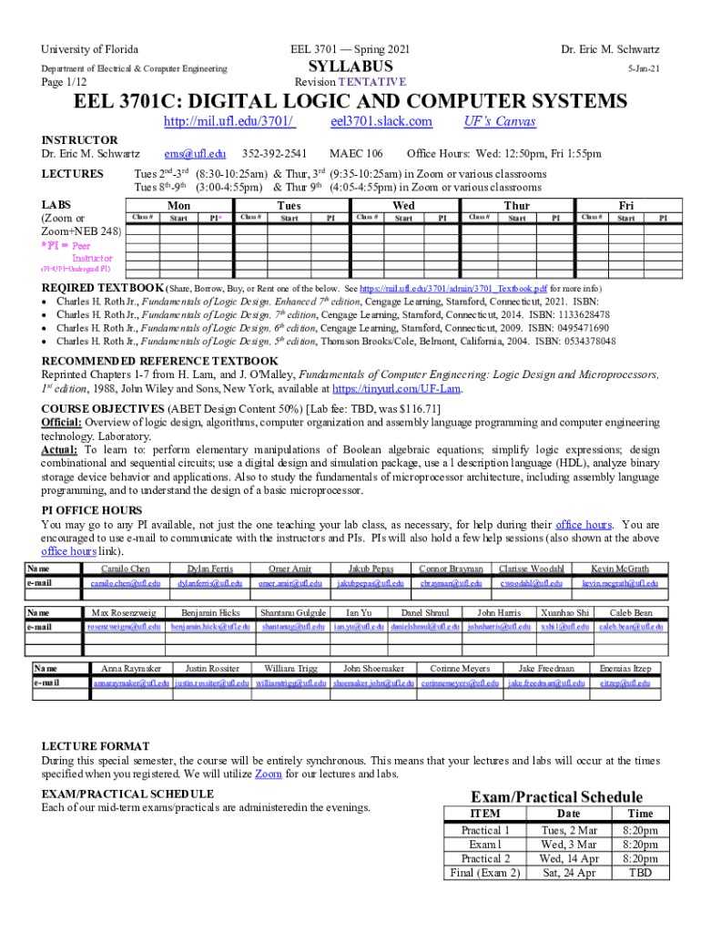 Fillable Online Digital fundamentals and architecture syllabus Fax Email Print - pdfFiller