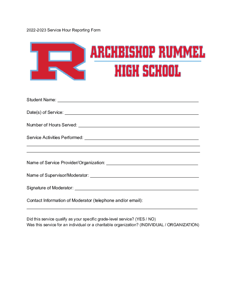 2022-2023 Service Hour Reporting Form - Blank Fillable Template | Fill ...
