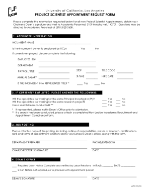 Fillable Online Project Scientist Appointment Request Form Fax Email Print - pdfFiller
