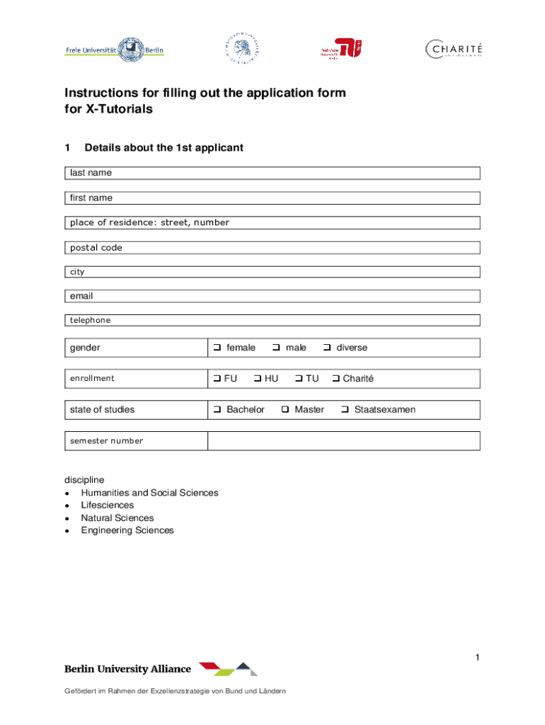 Fillable Online Instructions for filling out the application form for X-Tutorials Fax Email ...