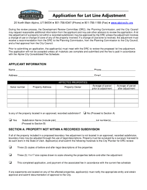 Fillable Online Application for Lot Line Adjustment Fax Email Print ...