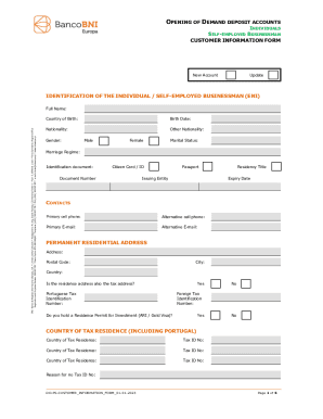 Fillable Online CUSTOMER INFORMATION FORM IDENTIFICATION OF THE ... Fax ...