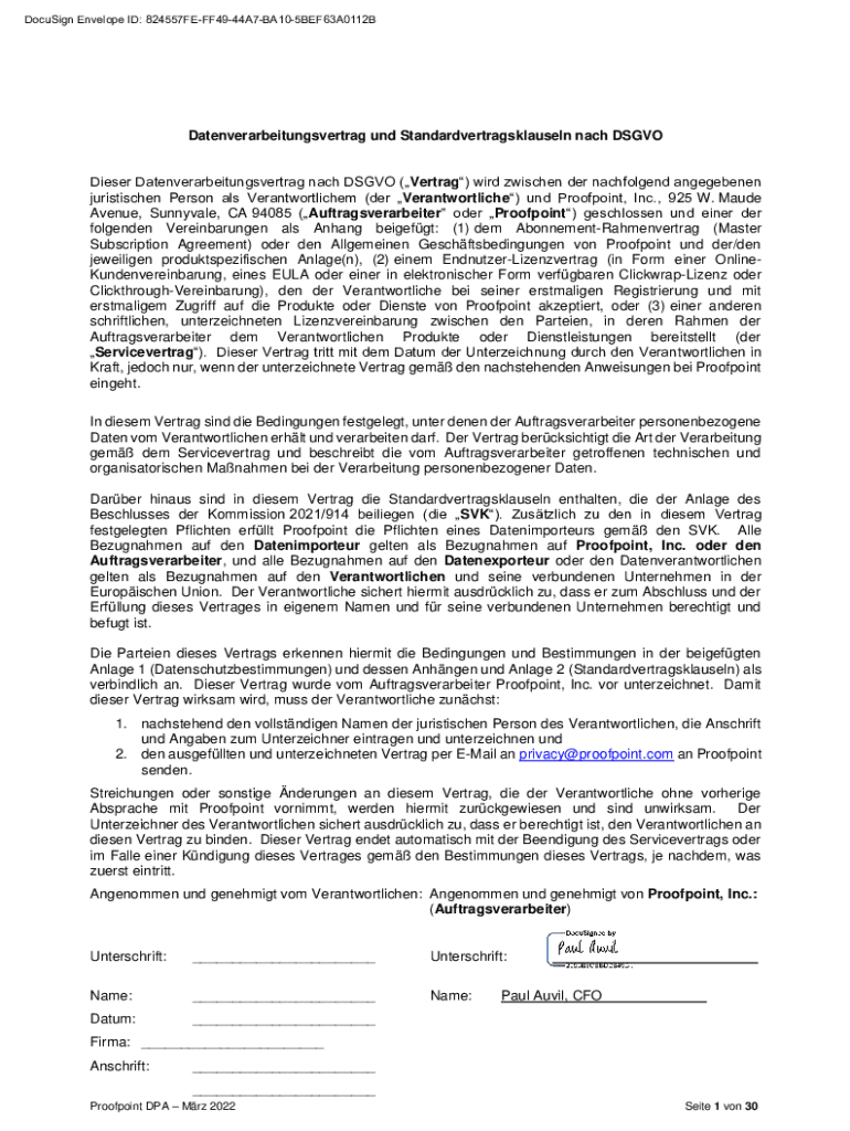 Ausfüllbar Online Datenverarbeitungsvertrag und ...