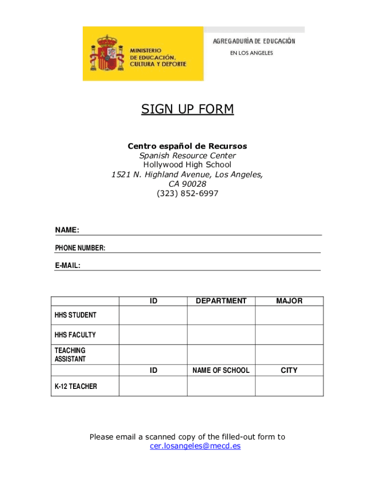 Fillable Online SIGN UP FORM Fax Email Print - pdfFiller