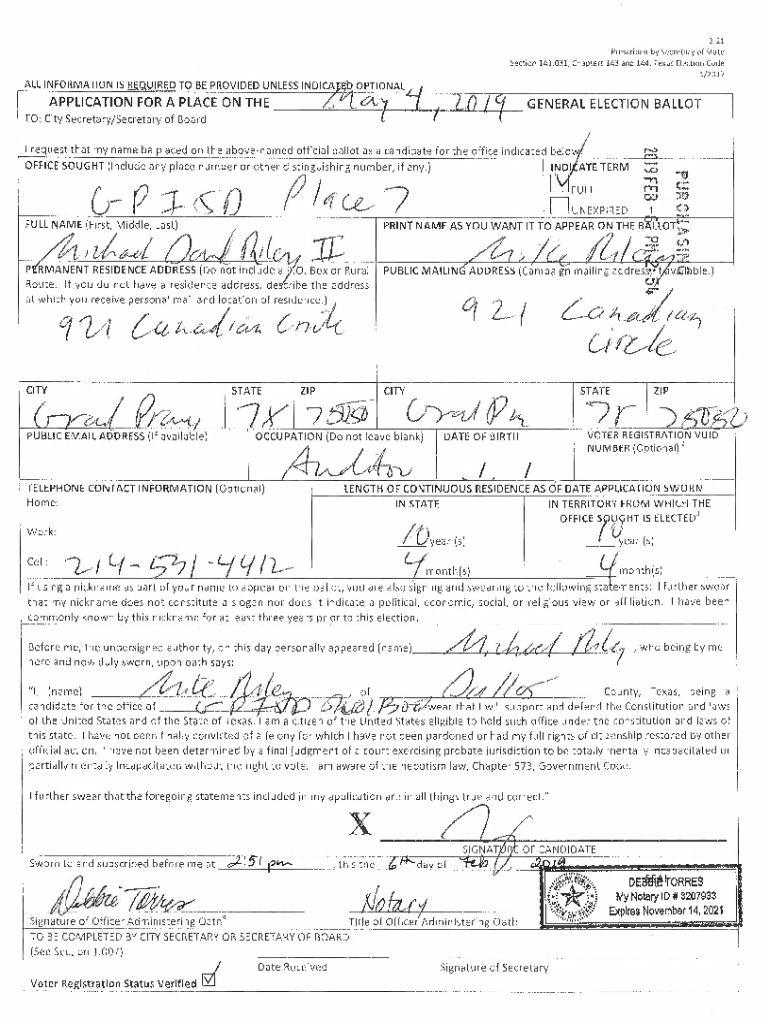 Fillable Online candidate-packet-contains-application-for-place-on ...