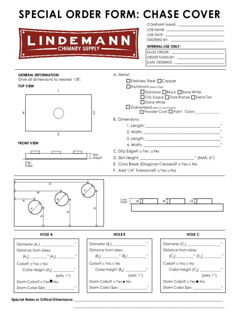Fillable Online SPECIAL ORDER FORM: CHASE COVER Fax Email Print - pdfFiller