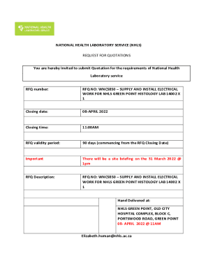 Fillable Online National Health Laboratory Service (NHLS) Request for ...