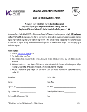 Fillable Online credit-award-form-mcps-early-child-development. ... Fax ...