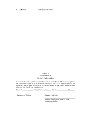 Fillable Online C-15.1 REG 1 FORM B Subsection 4(2) Bailee's ... Fax ...