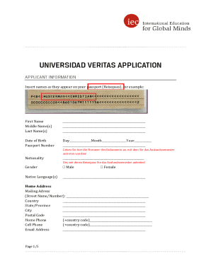 Fillable Online universidad veritas application Fax Email Print - pdfFiller
