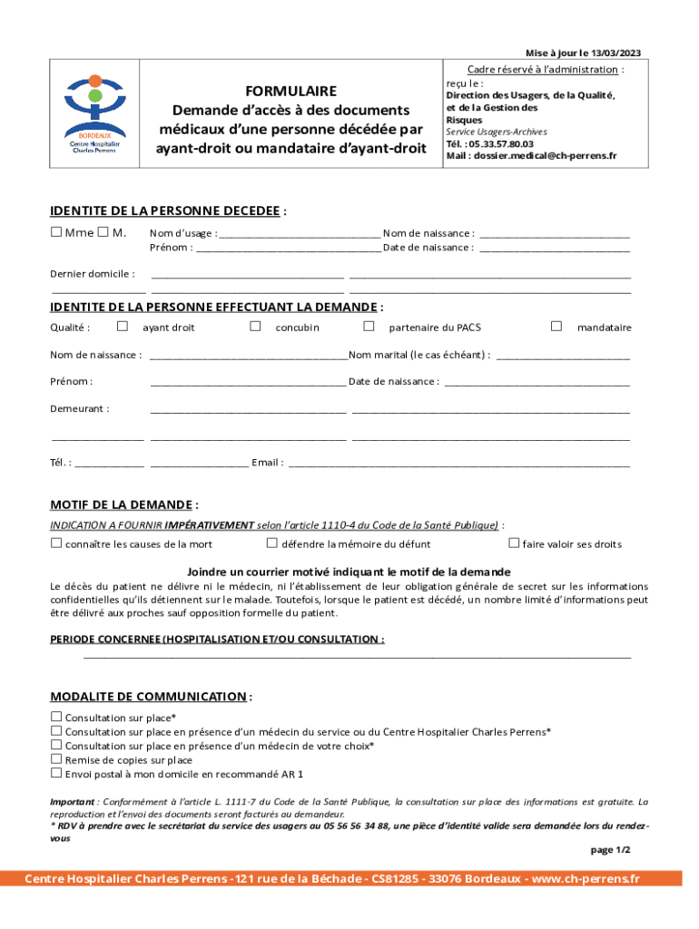 Remplissable En Ligne FORMULAIRE Demande d'accs des documents ... Fax ...