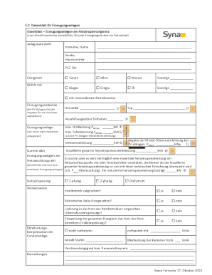 Ausfüllbar Online E.2 Datenblatt fr Erzeugungsanlagen Fax Email Drucken ...