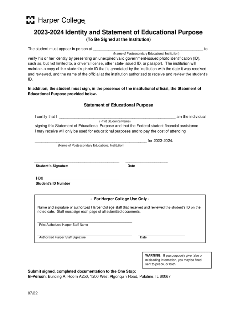 Fillable Online 23-24 V-4 Identity Statement of Educational Purposes ...