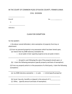 Fillable Online claim for exemption Fax Email Print - pdfFiller
