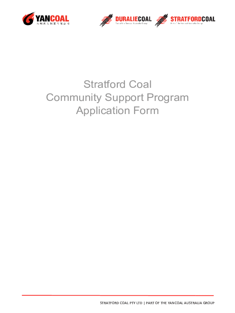Fillable Online Stratford Coal Community Support Program Application ...