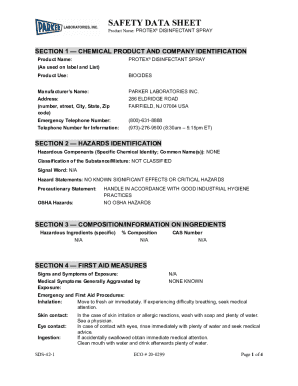 Fillable Online SDS for Shield Disinfectant-01 - Safety Data Sheet Fax Email Print - pdfFiller