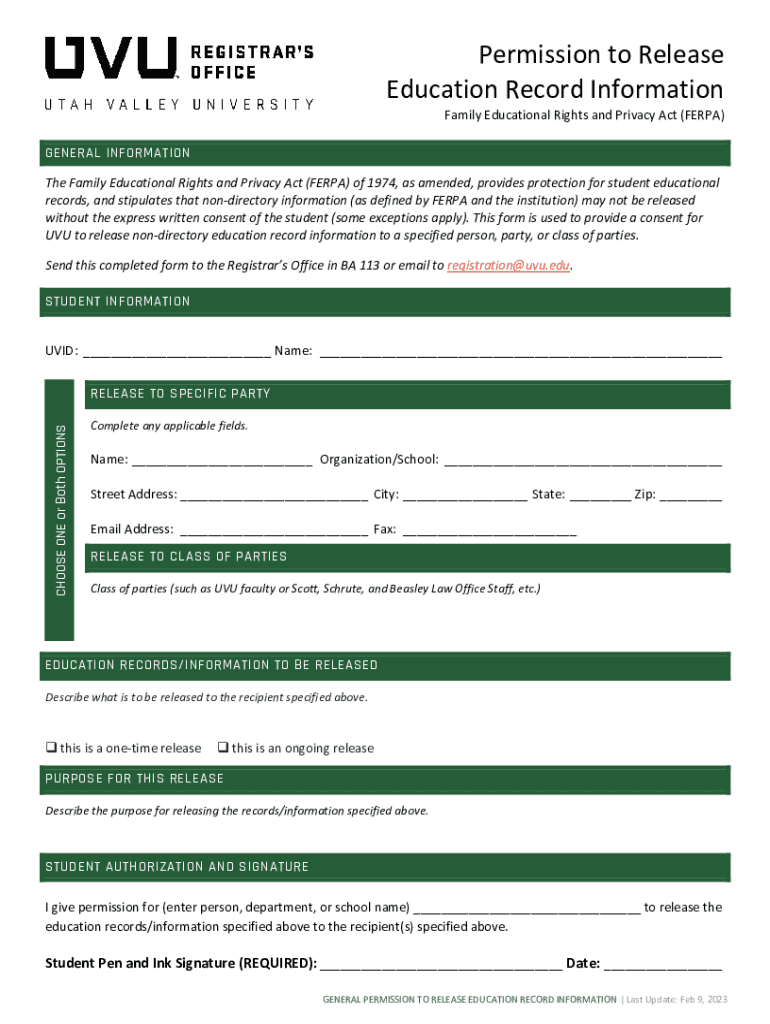 Fillable Online Education Record Information Fax Email Print - pdfFiller