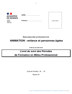 Remplissable En Ligne lIVRET DE FORMATION bac pro aNIMATION - acadmie ...