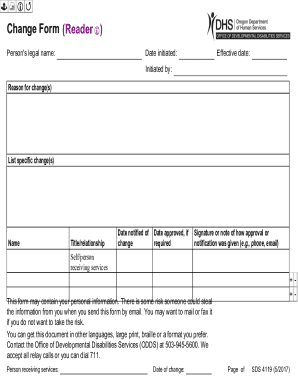 Fillable Online Change Form (Reader version). This "Reader" version of ...