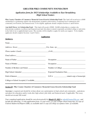 Fillable Online GREATER PIKE COMMUNITY FOUNDATION Application form ...