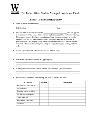 Fillable Online The James-Atkins Student Managed Investment FundLetter ...