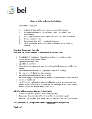Fillable Online Steps to a Home Retention Solution Required Document ...