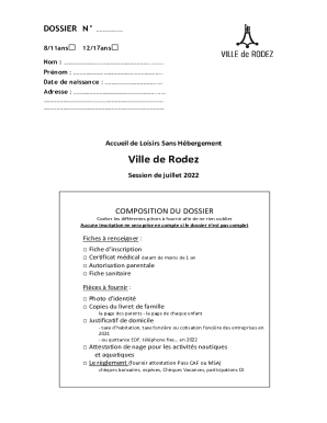 Remplissable En Ligne Dossier inscription Fax Email Imprimer - pdfFiller