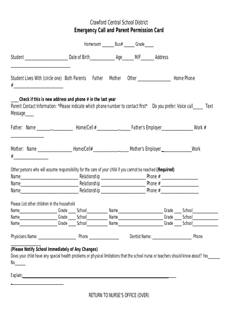 Transportation / Kindergarten Dismissal Doc Template | pdfFiller