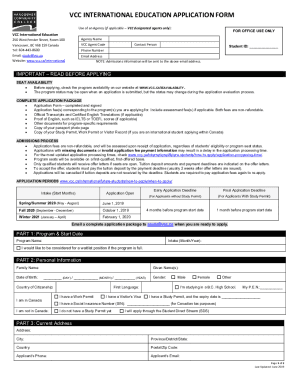 Fillable Online Vcc International Application Form - Fill Online ...