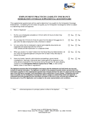 Fillable Online Immigration Coverage Supplemental Questionnaire Fax ...