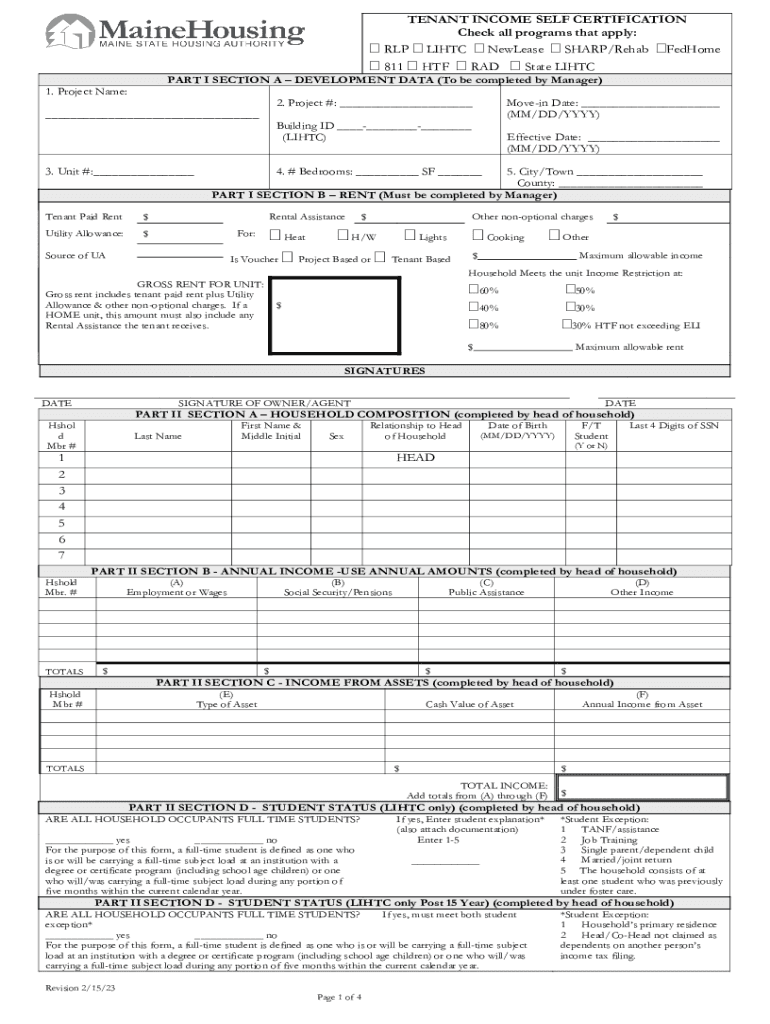 Fillable Online Updated HOME Sample Self-Certification of Annual ...