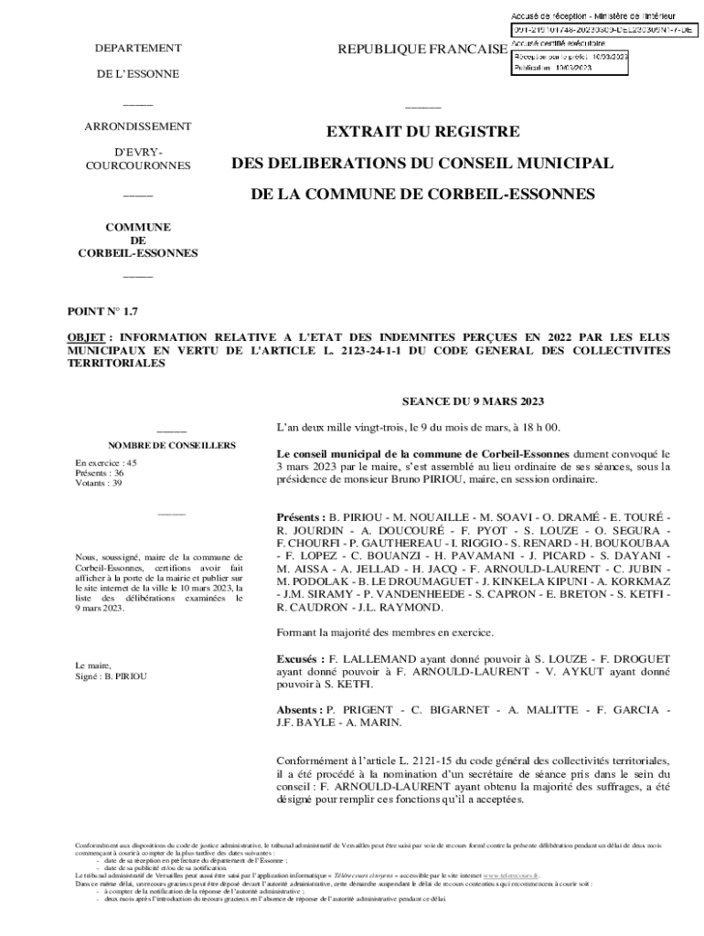 Fillable Online Le conseil municipal et son fonctionnement Fax Email Print - pdfFiller