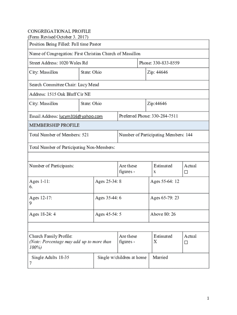 Fillable Online First Christian ChurchMassillon, OHALL ARE WELCOME! Fax ...