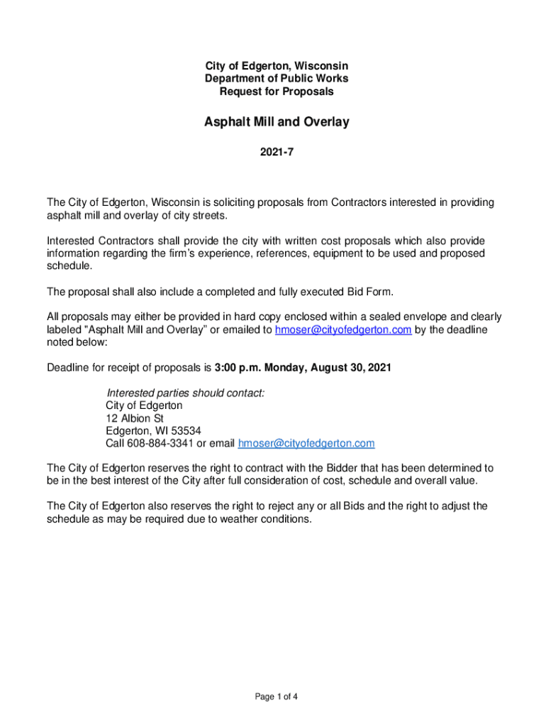 Fillable Online Asphalt Mill and Overlay Fax Email Print - pdfFiller